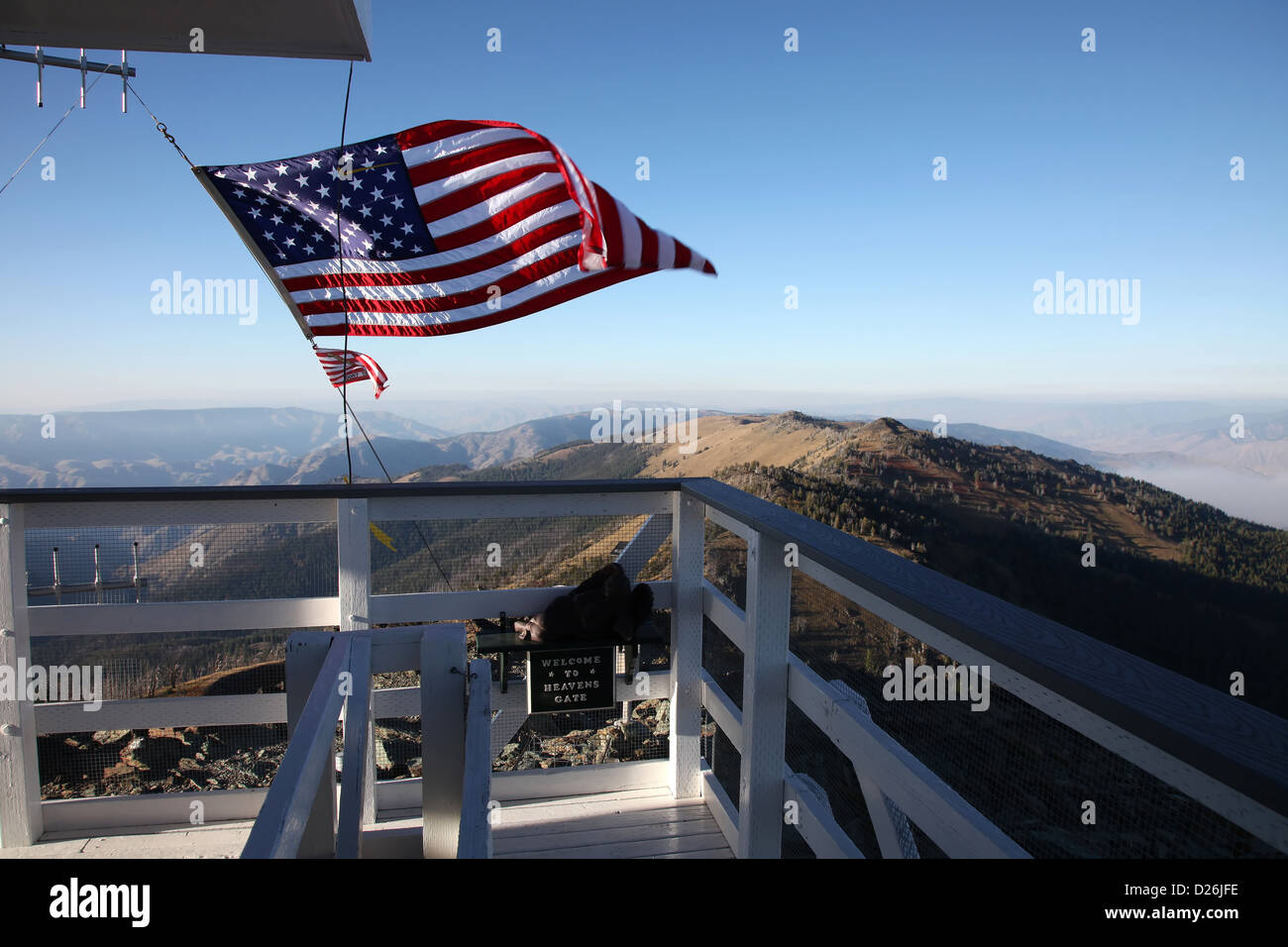 American flag at idaho fire lookout hi-res stock photography and images ...