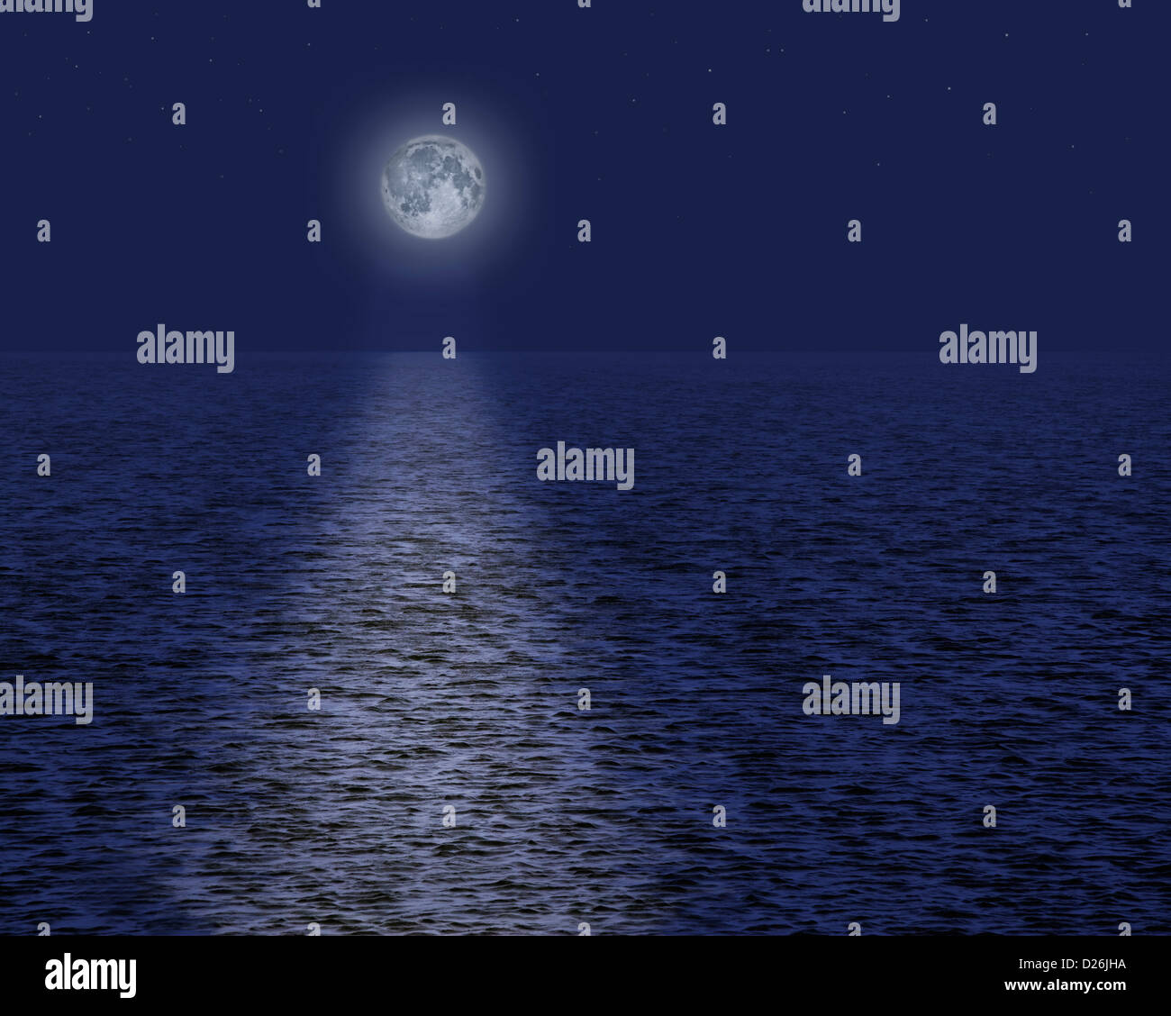Full Moon Over the Ocean Stock Photo - Alamy