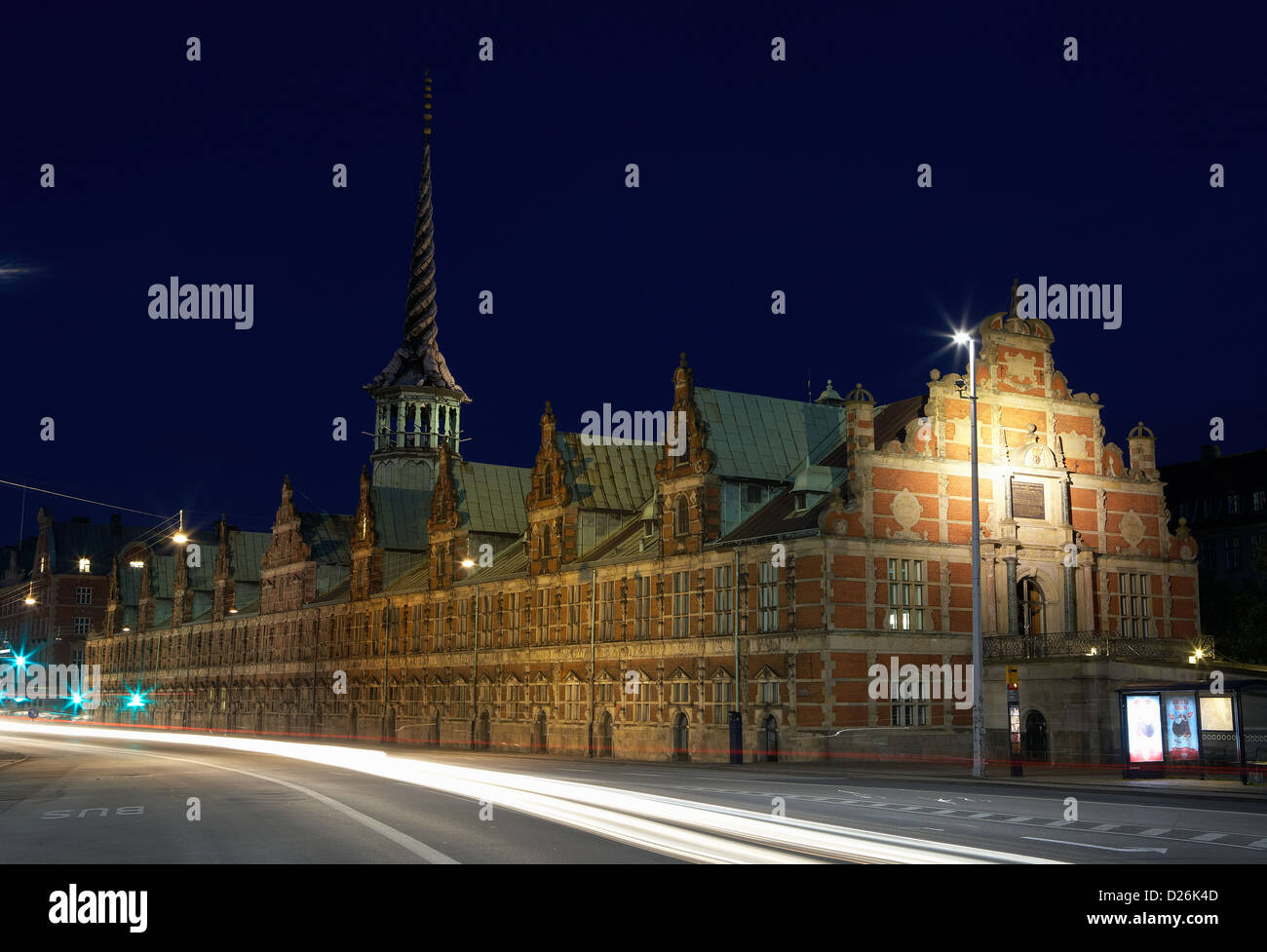 Copenhagen, Denmark, the Old Stock Exchange in the evening light Stock ...