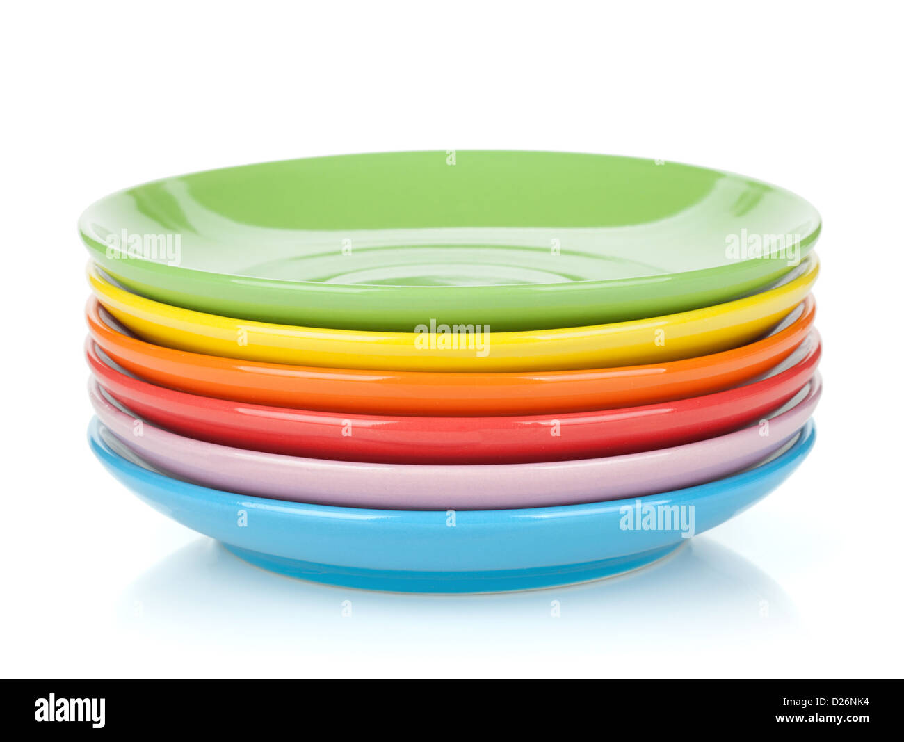 Set of colorful saucers. Isolated on white background Stock Photo - Alamy