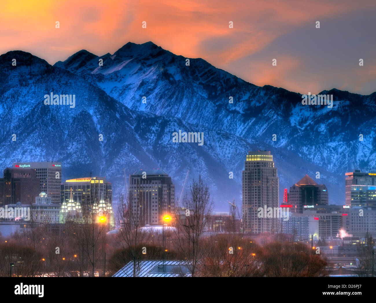 Dawn in Salt Lake City Utah Stock Photo - Alamy