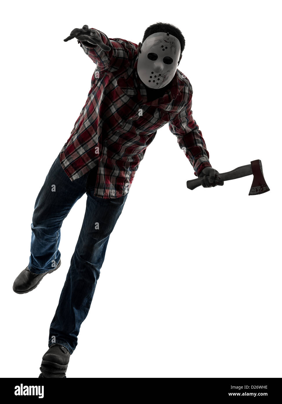 one man serial killer with mask full length in silhouette studio ...