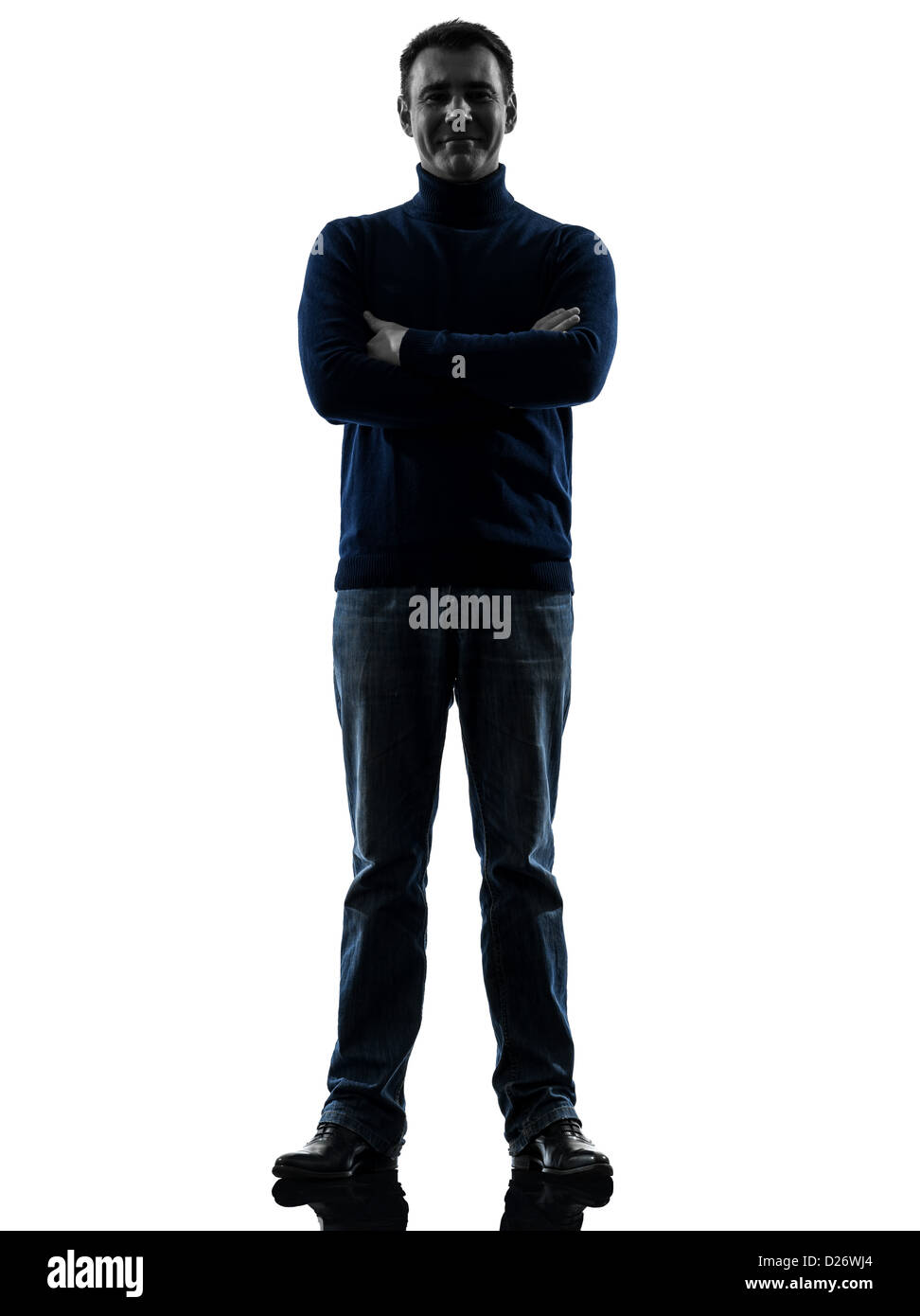 one man full length in silhouette studio isolated on white background ...