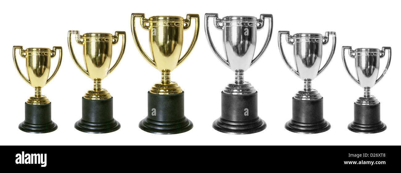 Row of Trophies Stock Photo - Alamy