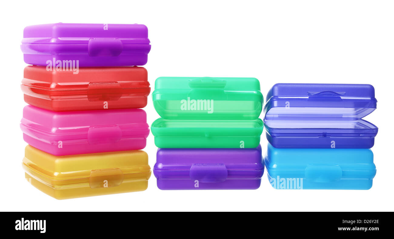 Stack of Plastic Containers Stock Photo - Alamy