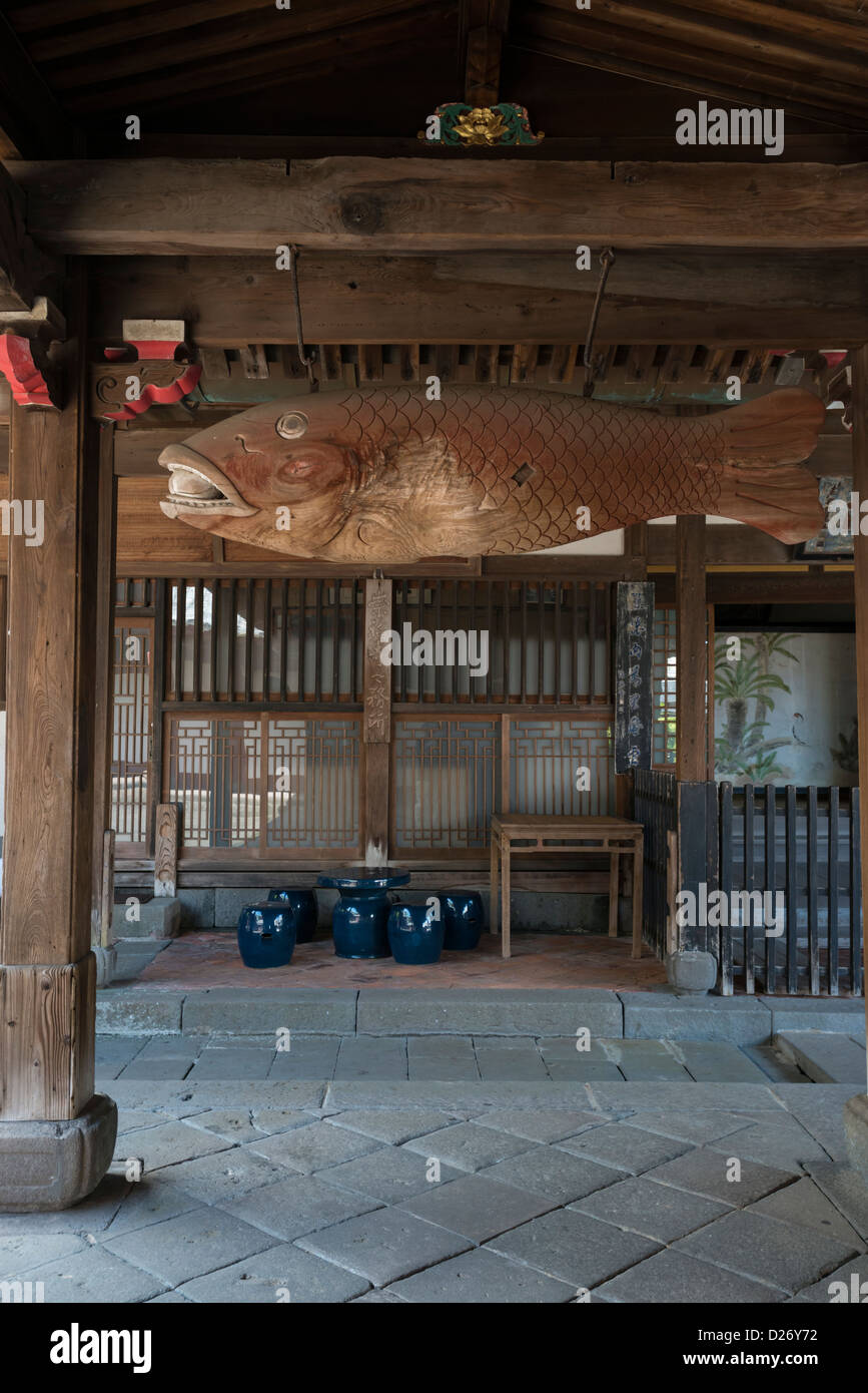 Wooden Fish Carving Suspended from a Beam in Sofukuji Obaku Zen Temple ...