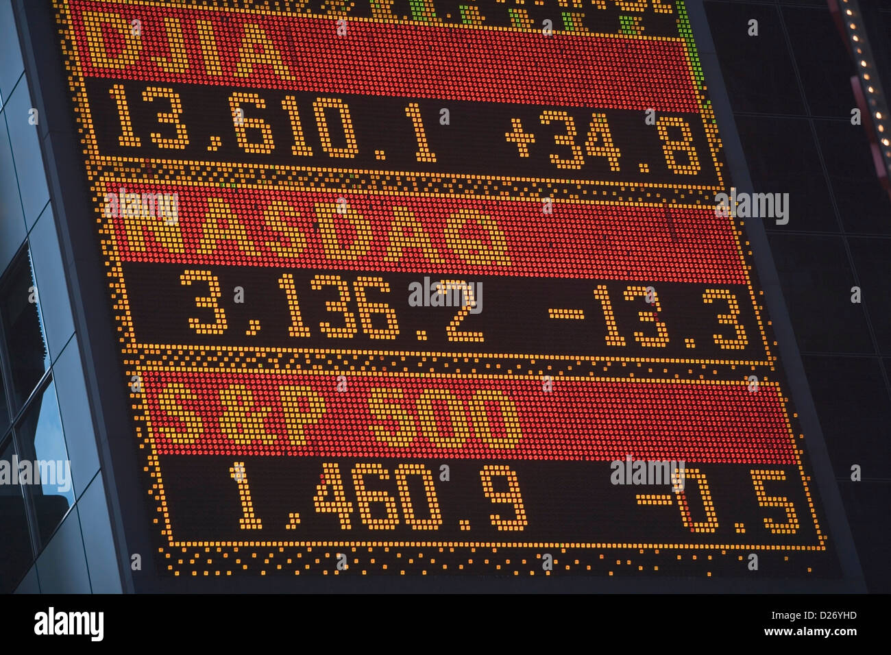 USA, New York, New York City, Close up of trading board at stock ...