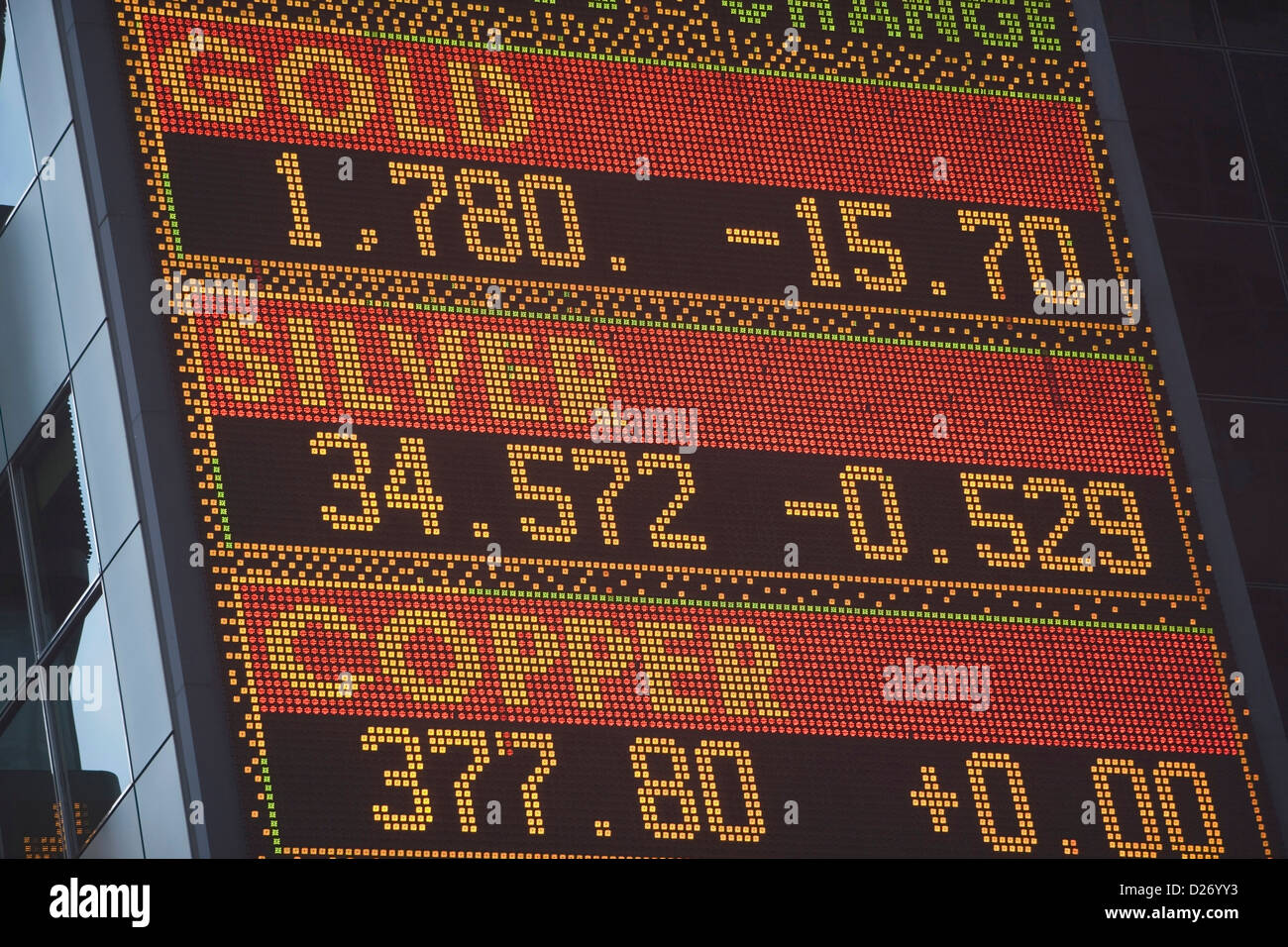 USA, New York, New York City, Close up of trading board at stock ...