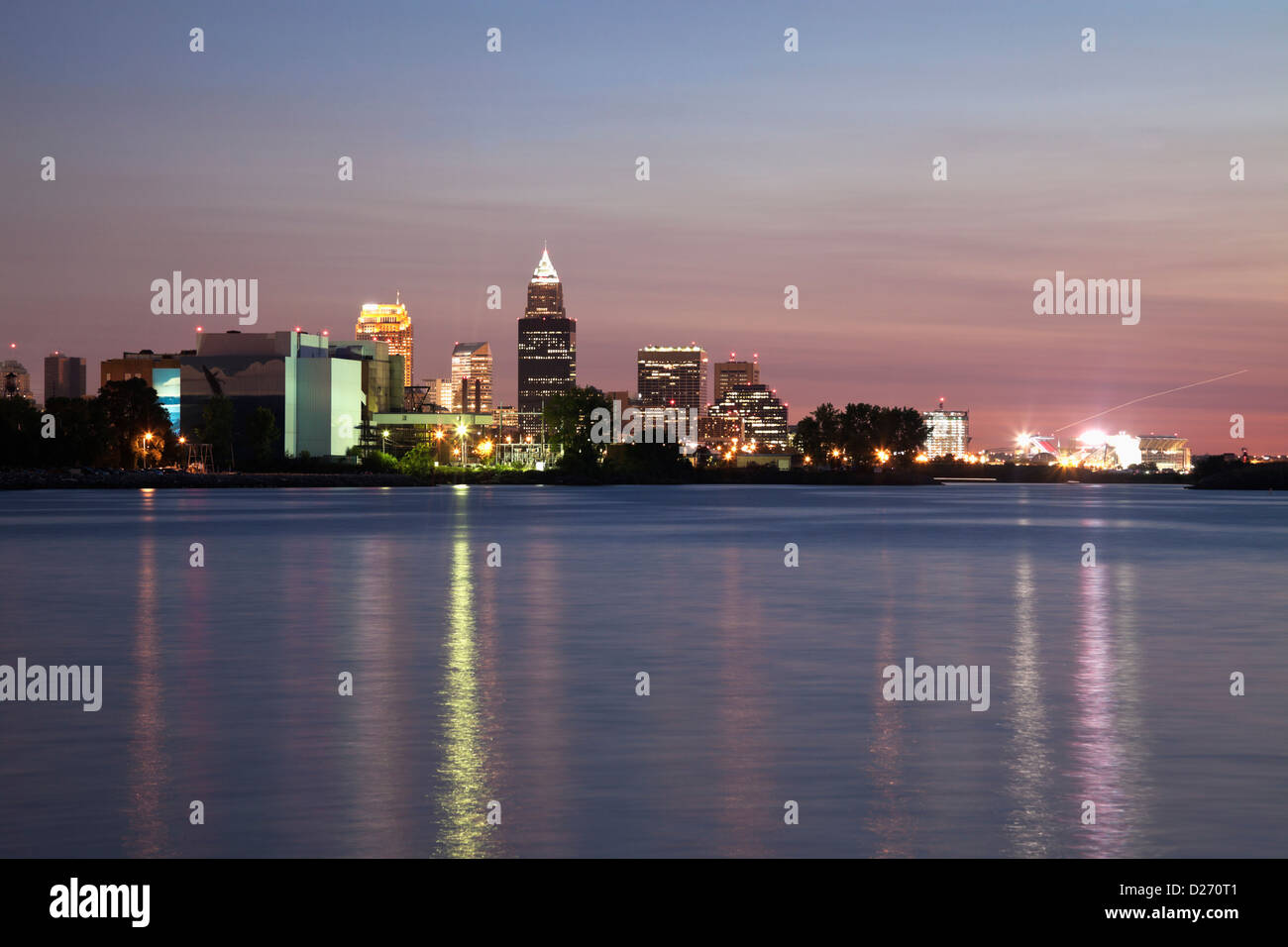 USA, Ohio, Cleveland, City skyline at dusk Stock Photo - Alamy