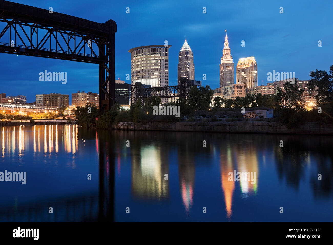 USA, Ohio, Cleveland, City skyline at dusk Stock Photo - Alamy