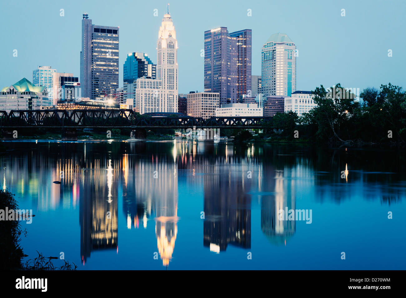 USA, Ohio, Cleveland, City skyline at dusk Stock Photo - Alamy