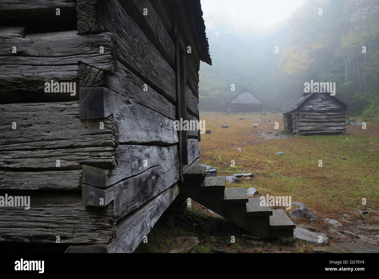 USA, North Carolina, Smokey National Park, Huts on meadow Stock Photo ...