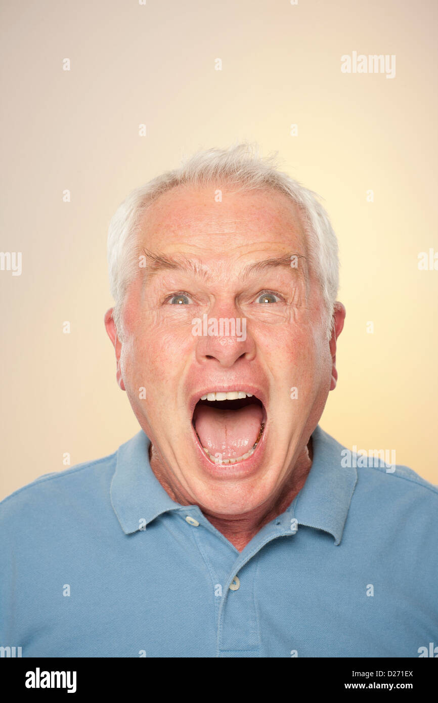 Portrait of senior man screaming Stock Photo - Alamy