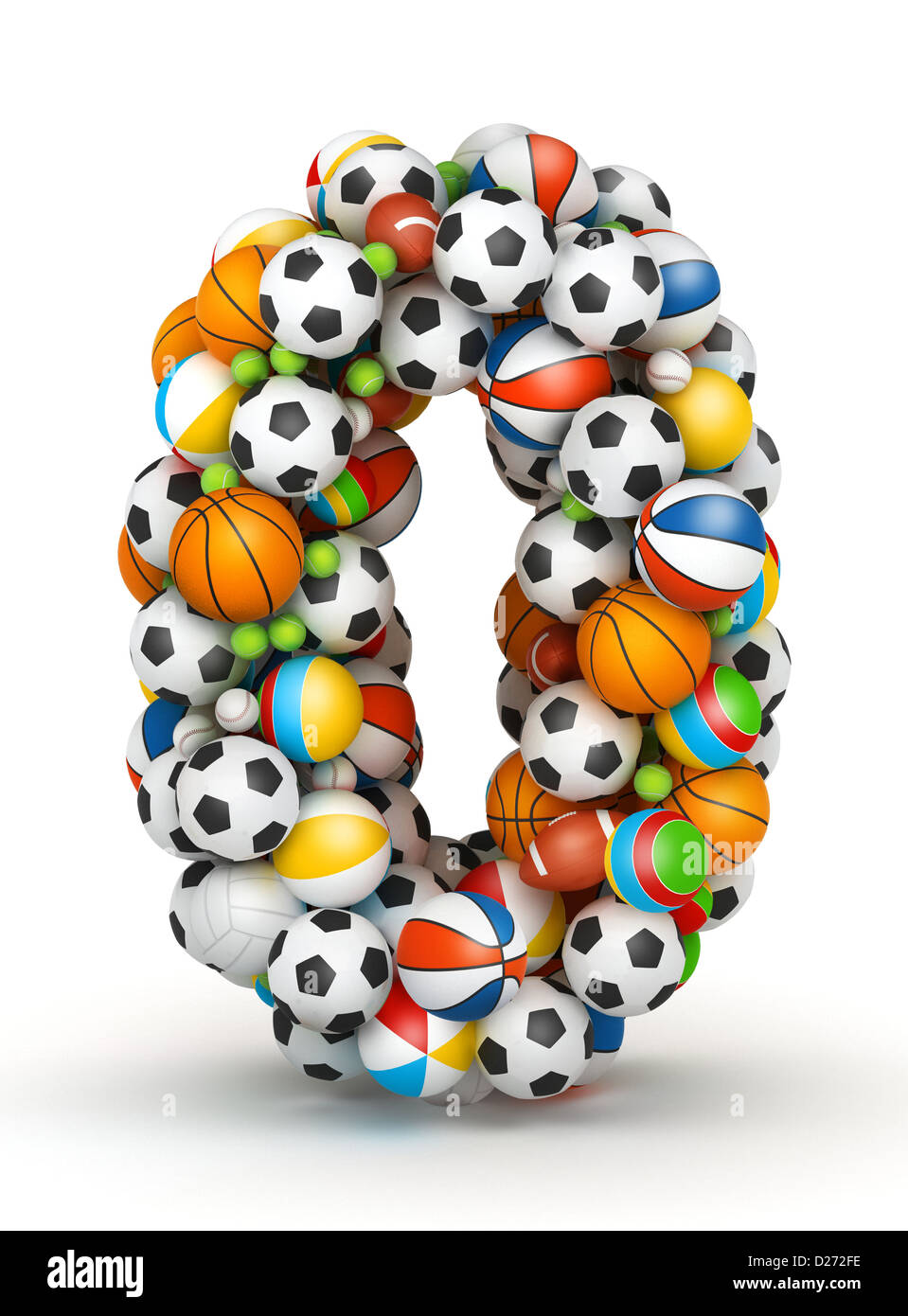 Number 0, stacked from gaming balls alphabet Stock Photo - Alamy