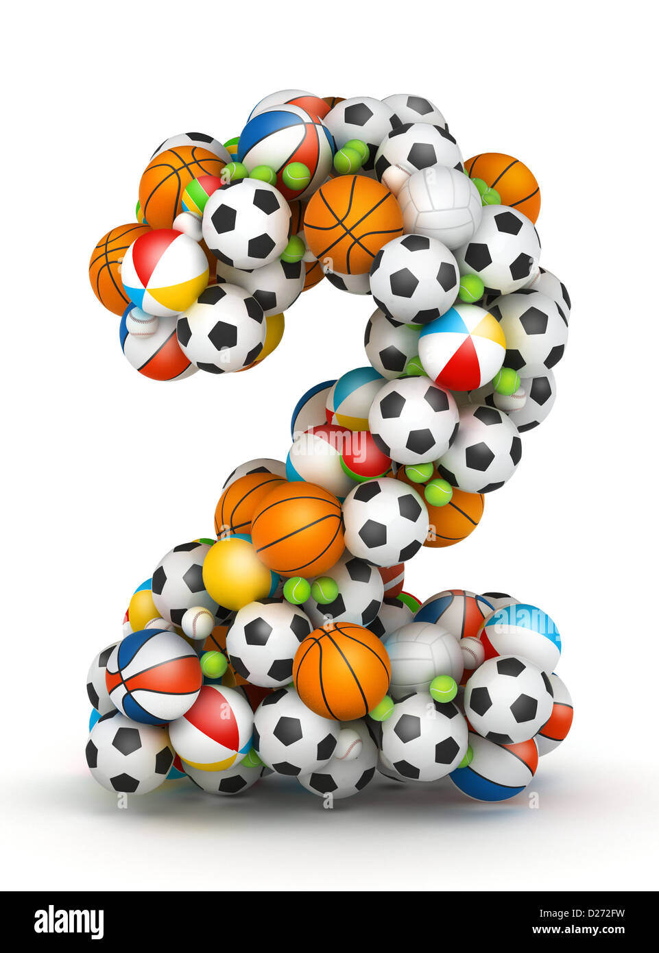 Number 2, stacked from gaming balls alphabet Stock Photo - Alamy