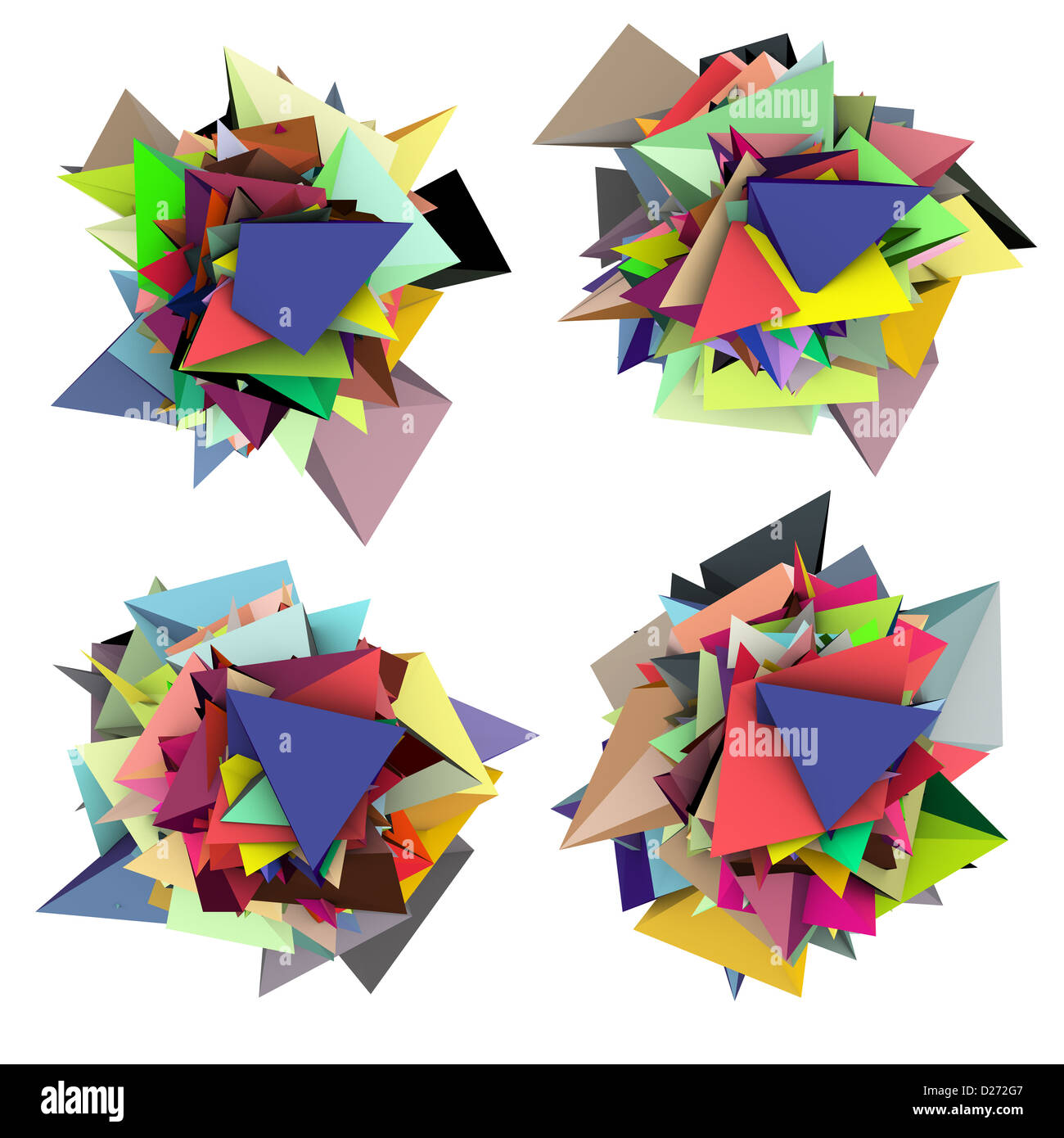 3d abstract fragmented colored spiked shape on white Stock Photo - Alamy