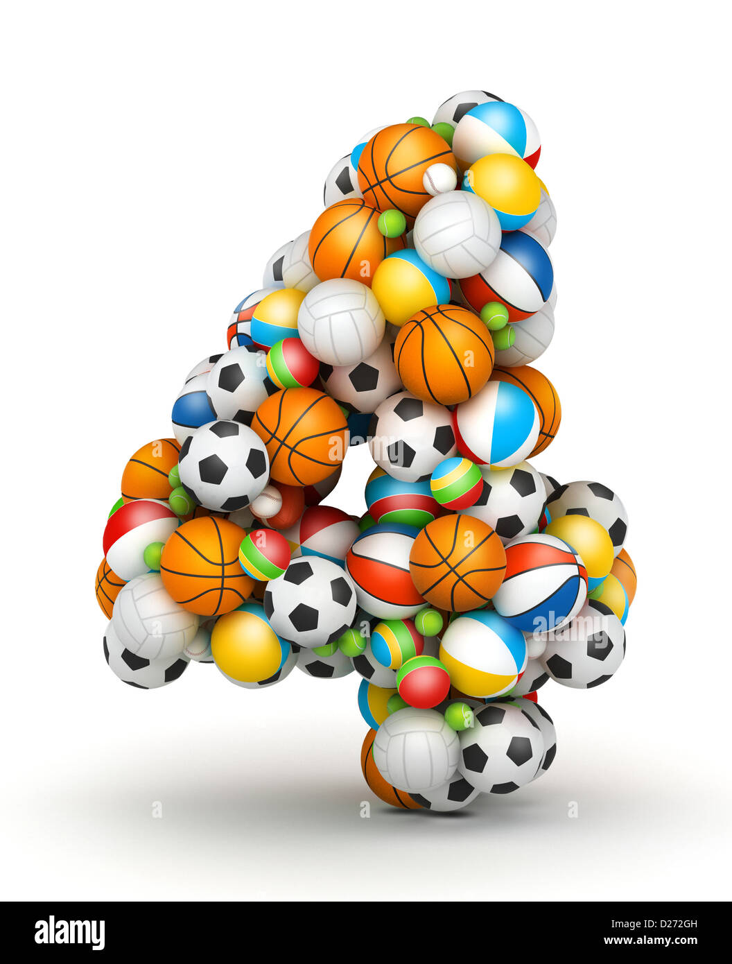 Number 4, stacked from gaming balls alphabet Stock Photo - Alamy