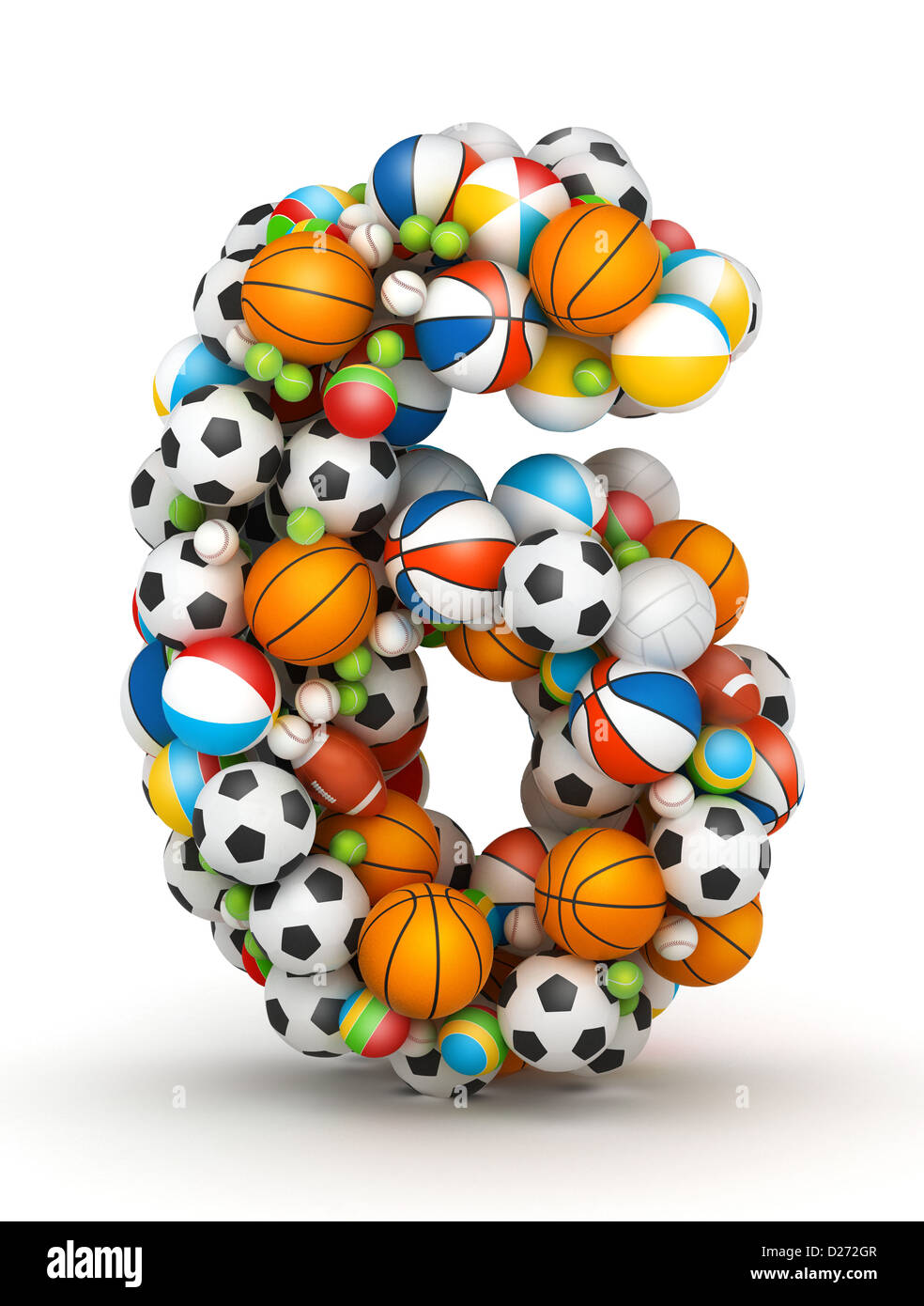 Number 6, stacked from gaming balls alphabet Stock Photo - Alamy