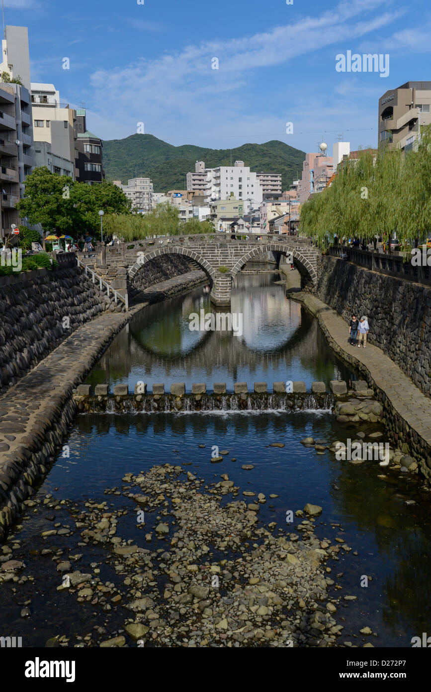The Megane or Spectacles Bridge over the Nakashima River, Nagasaki ...