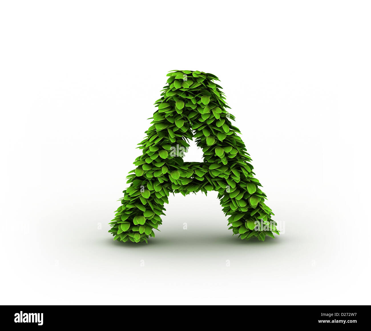 Letter a, alphabet of green leaves isolated on white background ...