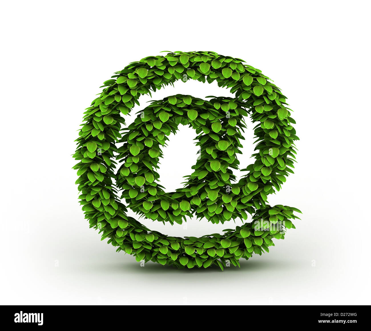 Mail symbol, alphabet of green leaves isolated on white background ...