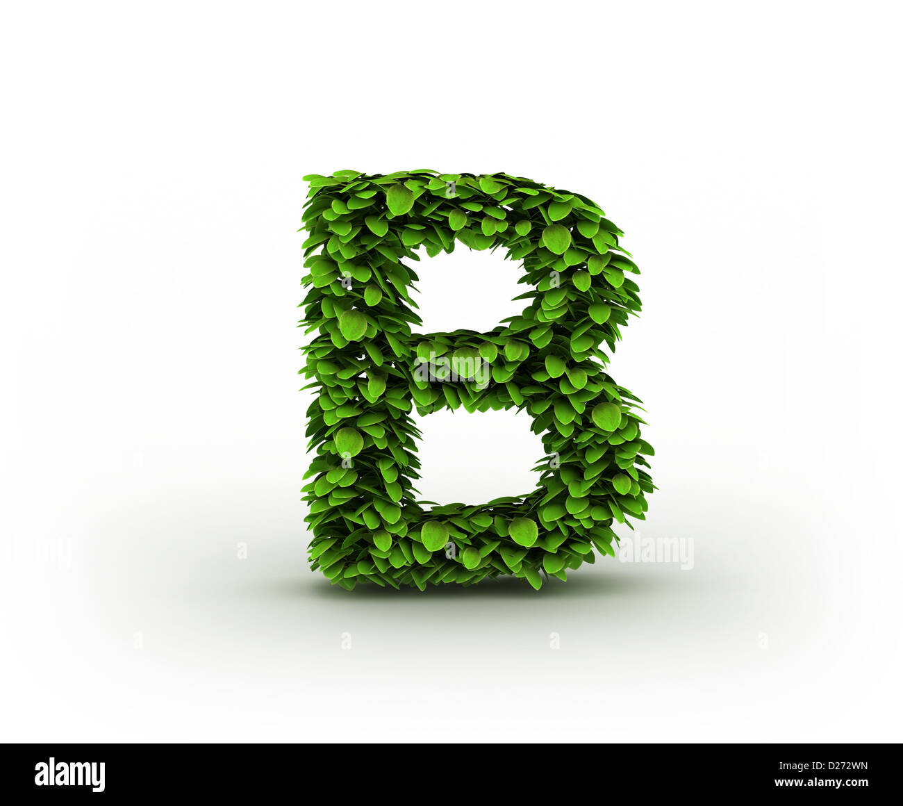 Letter B, alphabet of green leaves isolated on white background ...