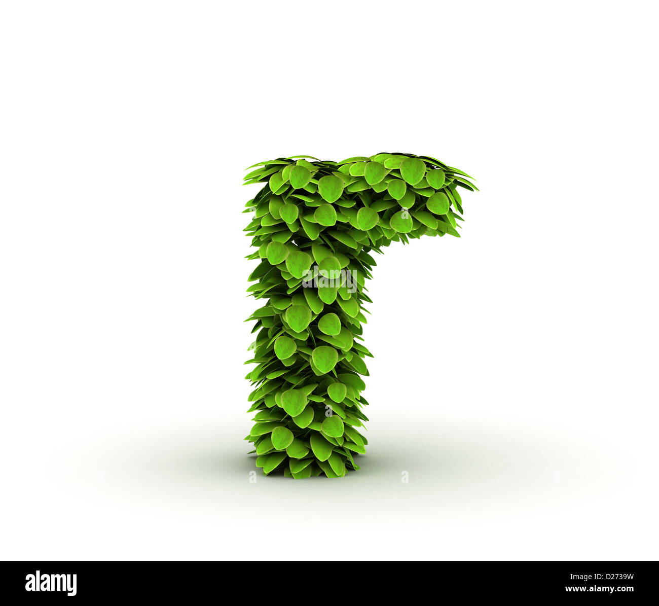 Letter r, alphabet of green leaves isolated on white background ...