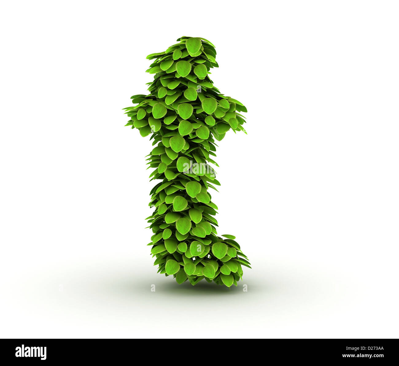 Letter t, alphabet of green leaves isolated on white background ...