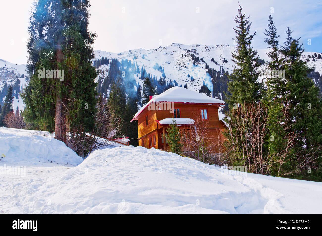 mountain house in winter Stock Photo - Alamy