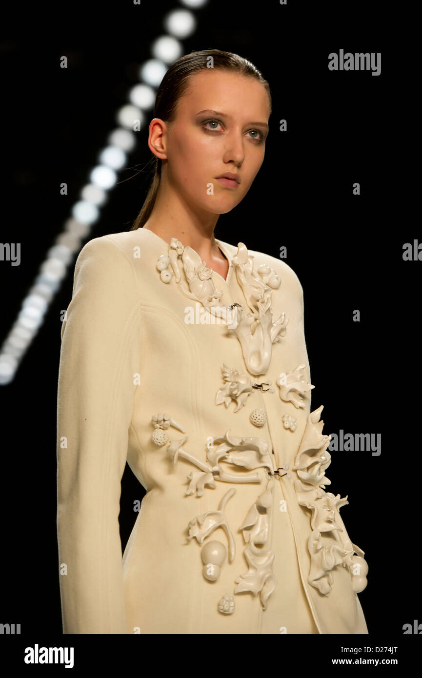 A model presents a creation of Spanish designer Leandro Cano during the ...