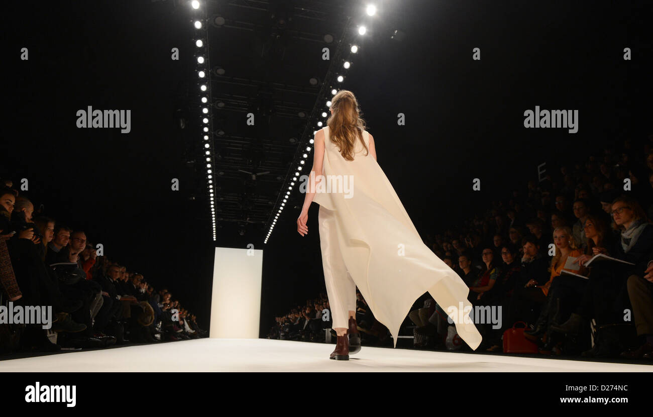 A model wears a creation at the Perret Schaad fashion show during the ...