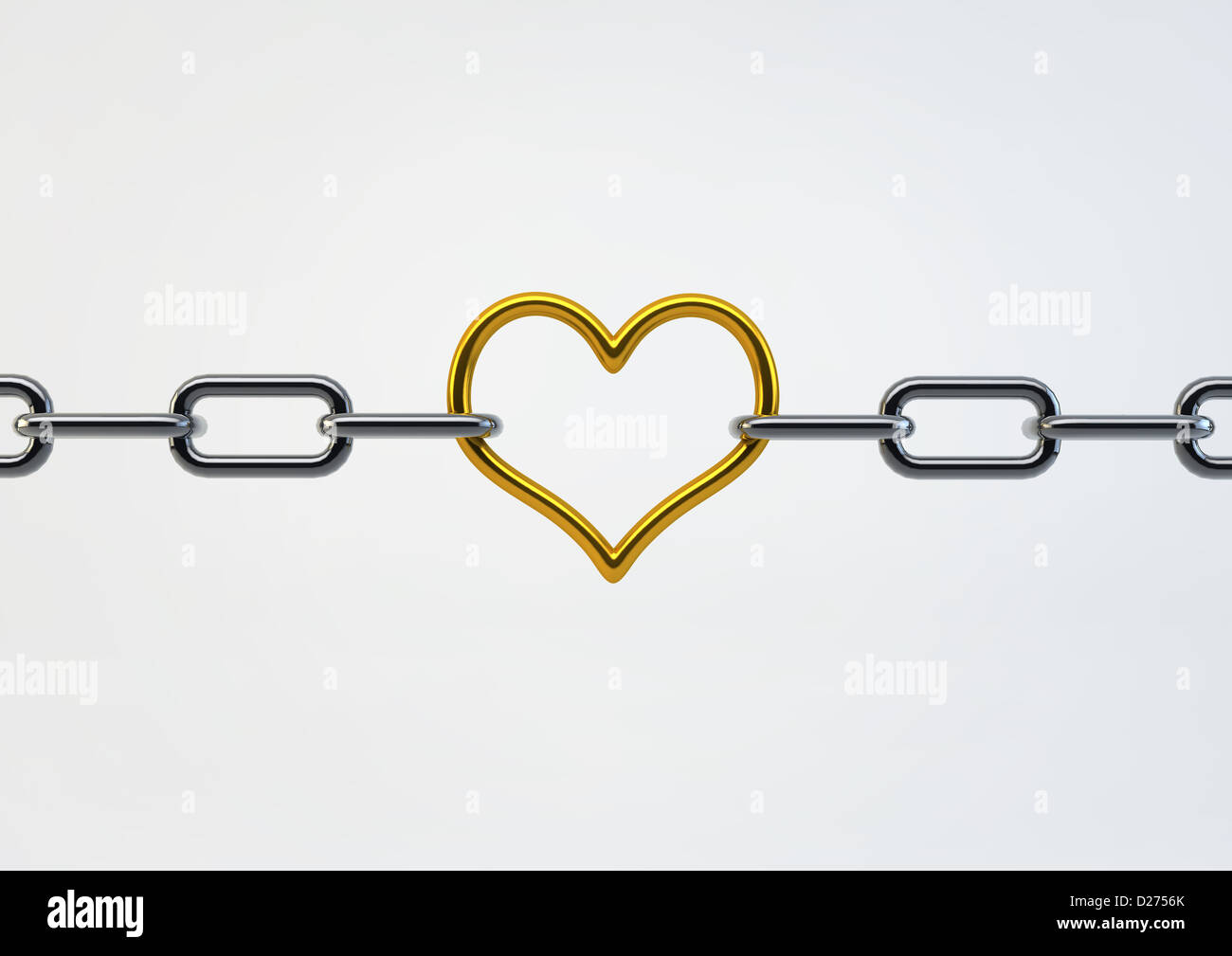 Valentine Heart Shaped Metal between chains holding links together ...