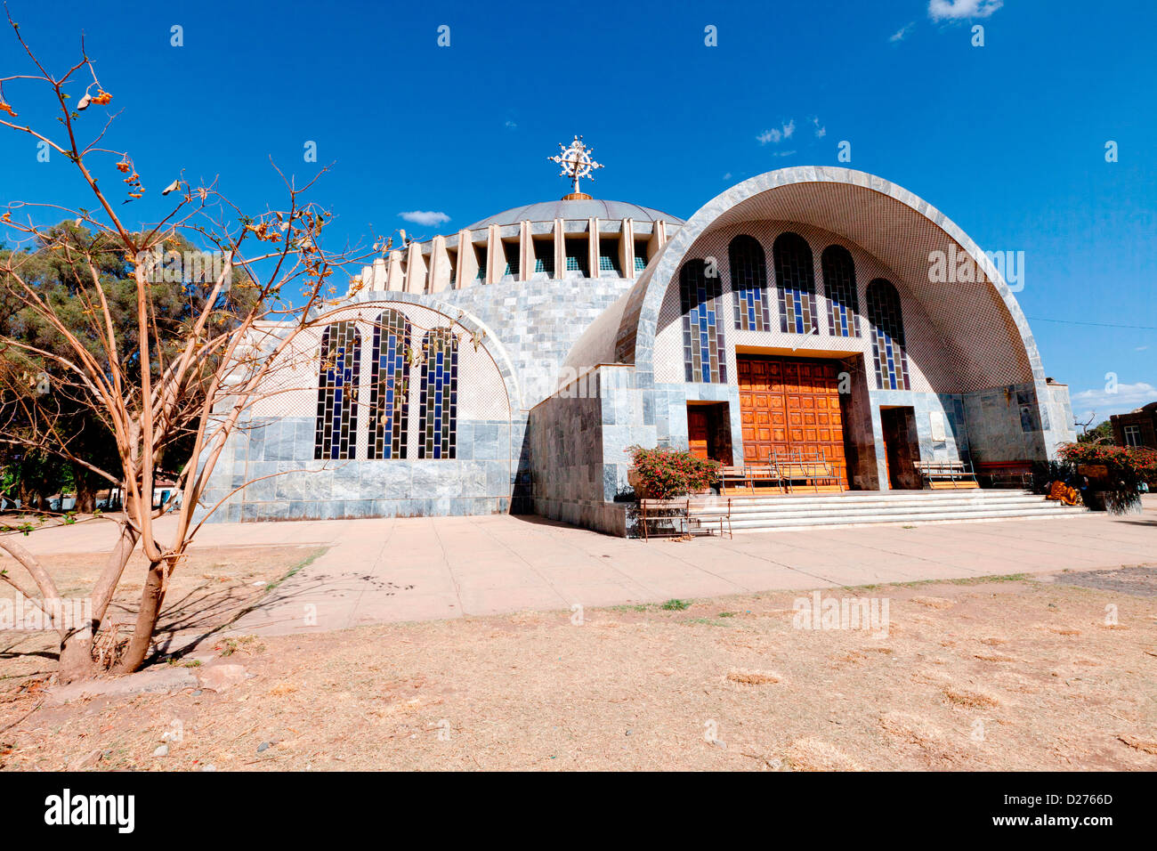 View of the new church of St Mary of Zion in the city of Aksum ...