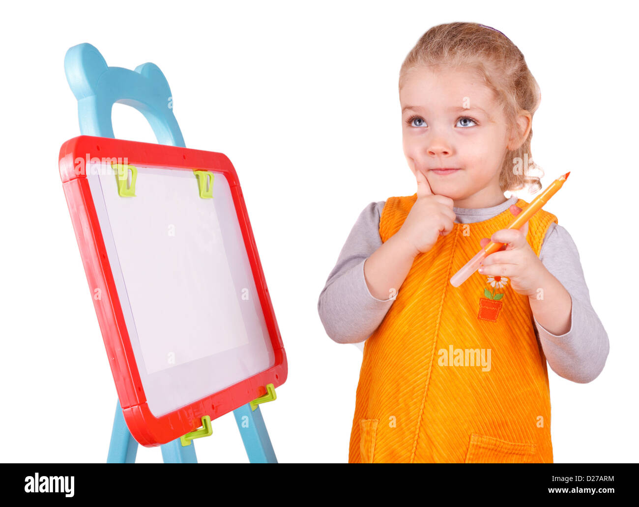 Girl with pen Stock Photo - Alamy