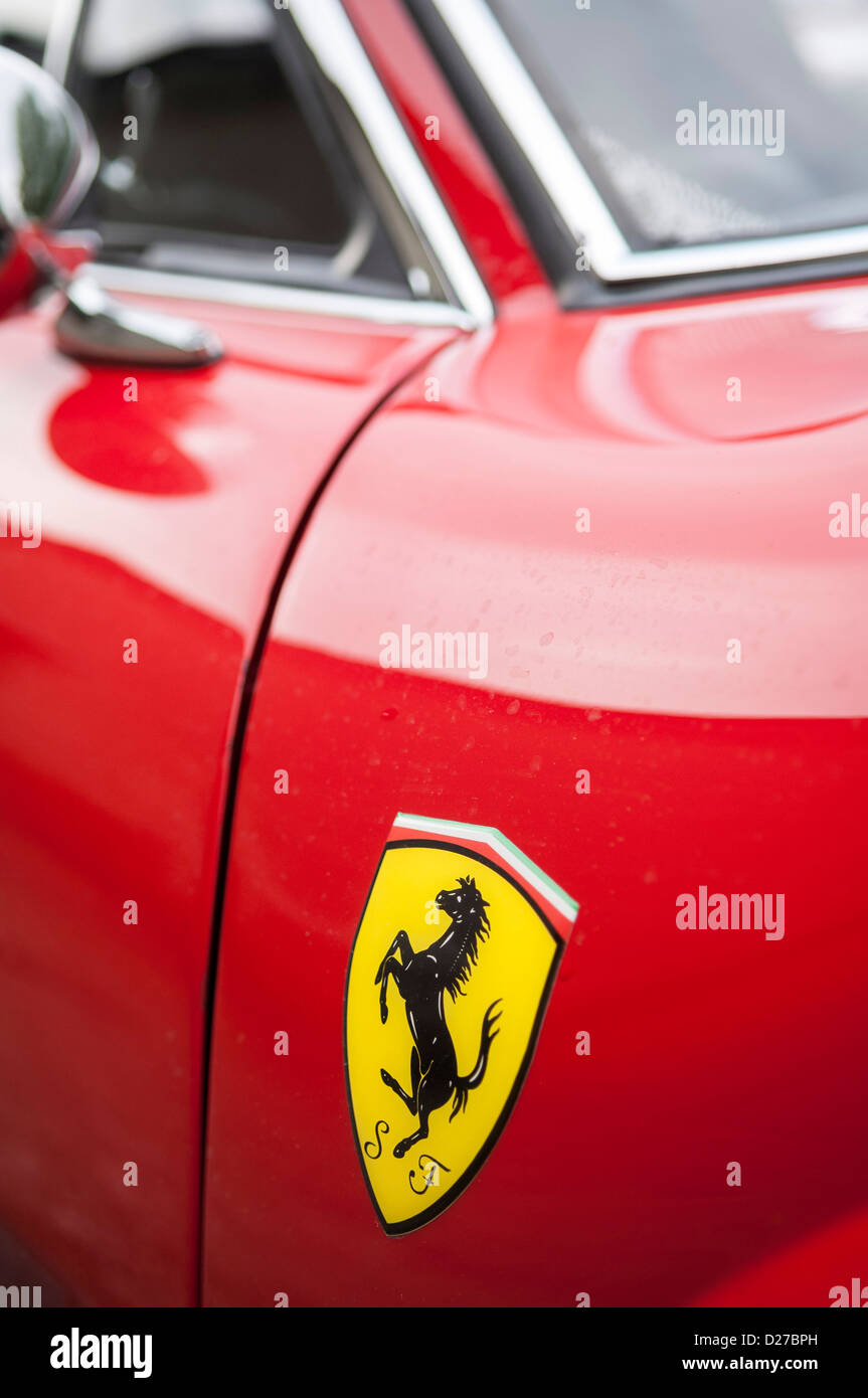 Classic Ferrari sportscar close-up with logo Stock Photo - Alamy