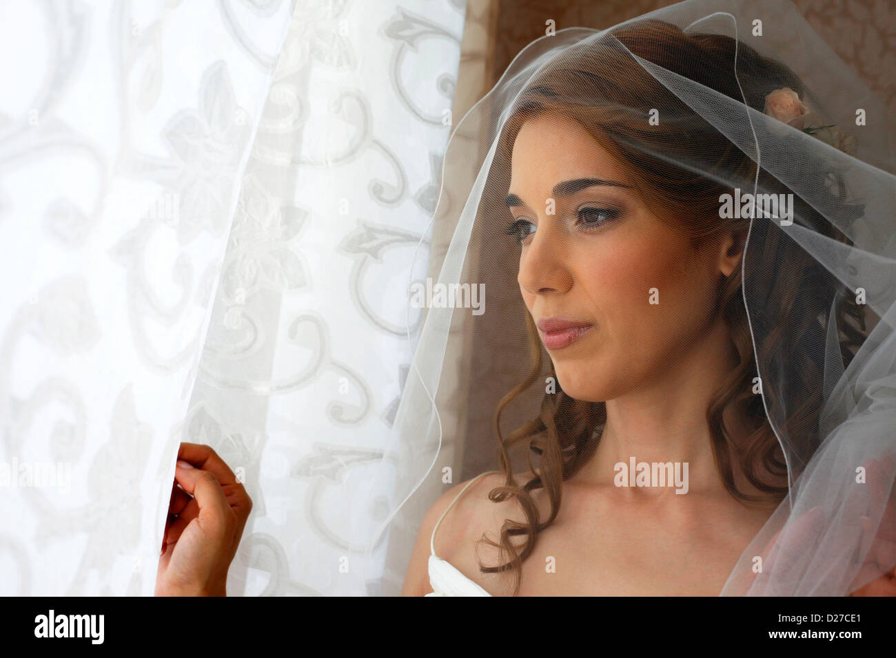Portrait of the beautiful bride with natural illumination Stock Photo ...