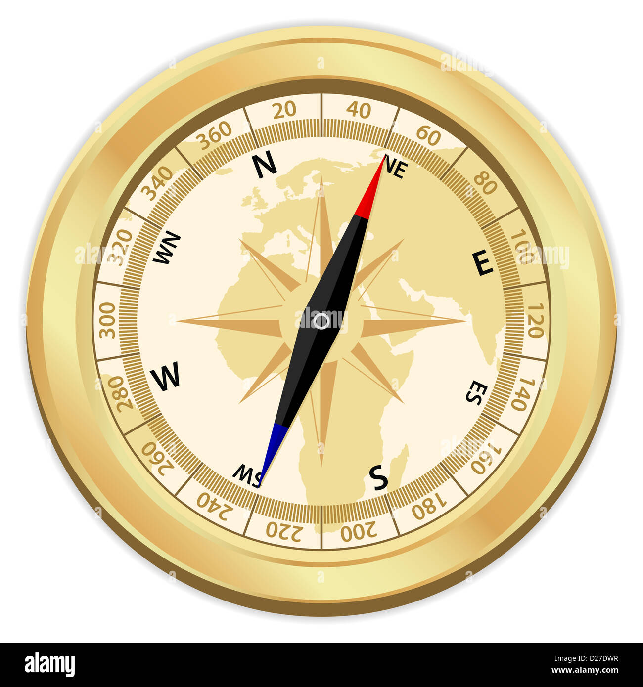 Gold compass on a white background. Vector illustration Stock Photo - Alamy