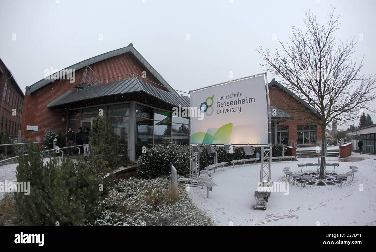 View on the entrance sign of the 'Hochschule Geisenheim University' on ...