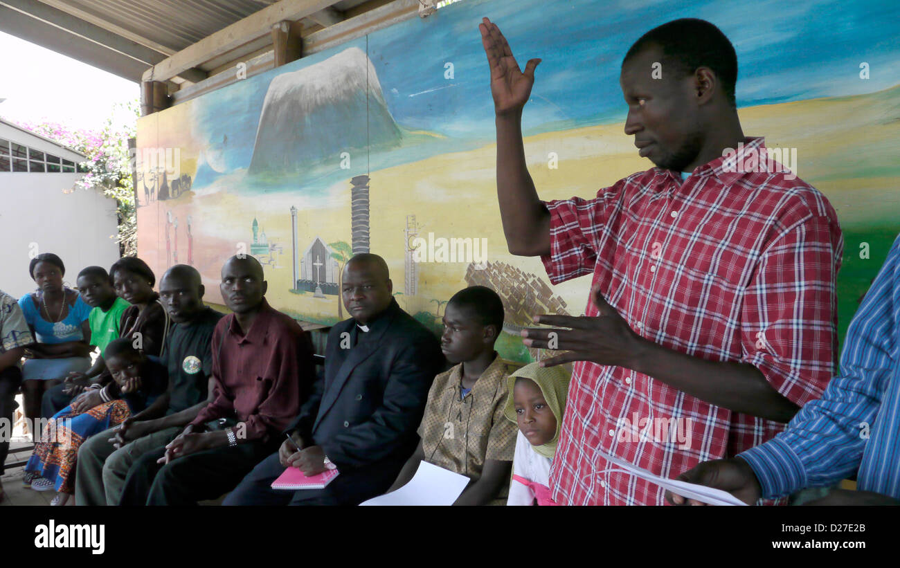 KENYA Mass for deaf people at the Our Lady of Guadalupe church. Using ...