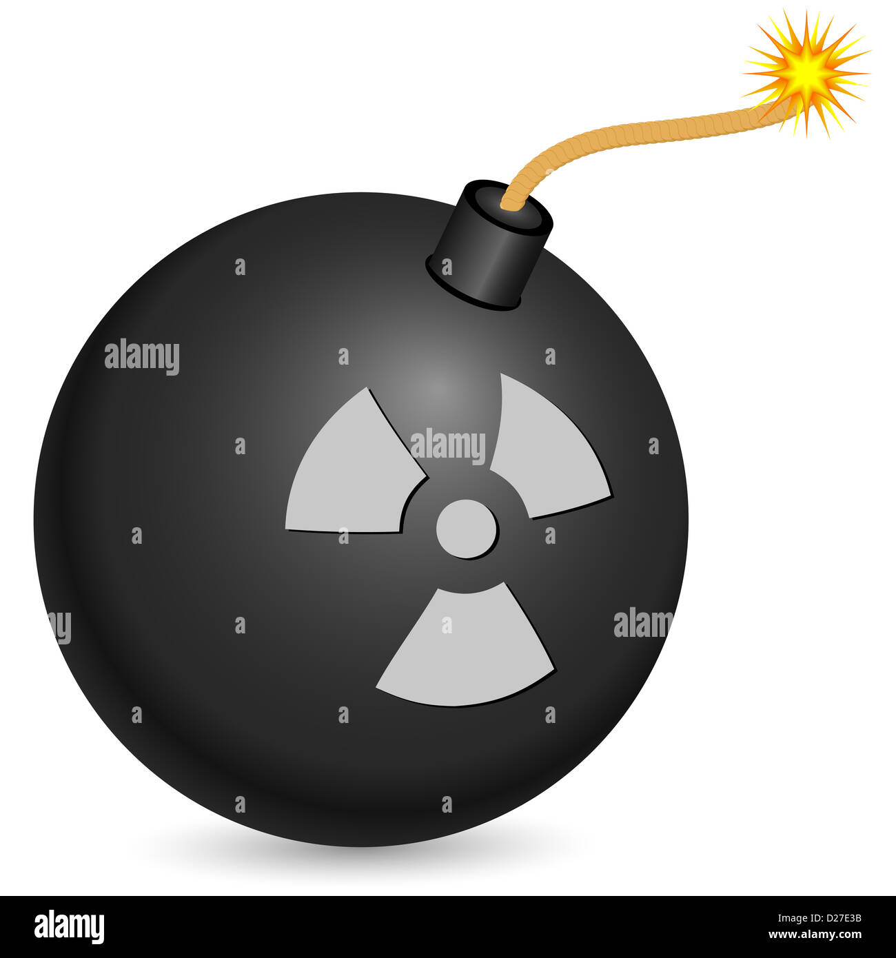 Black bomb with burning fuse on a white background. Vector illustration ...