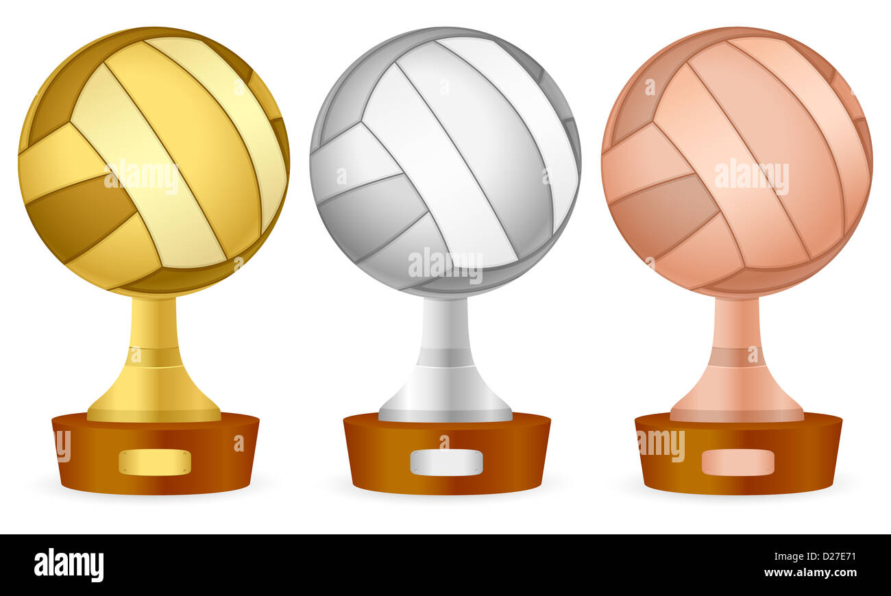 Volleyball trophy set on white background. Vector illustration Stock ...