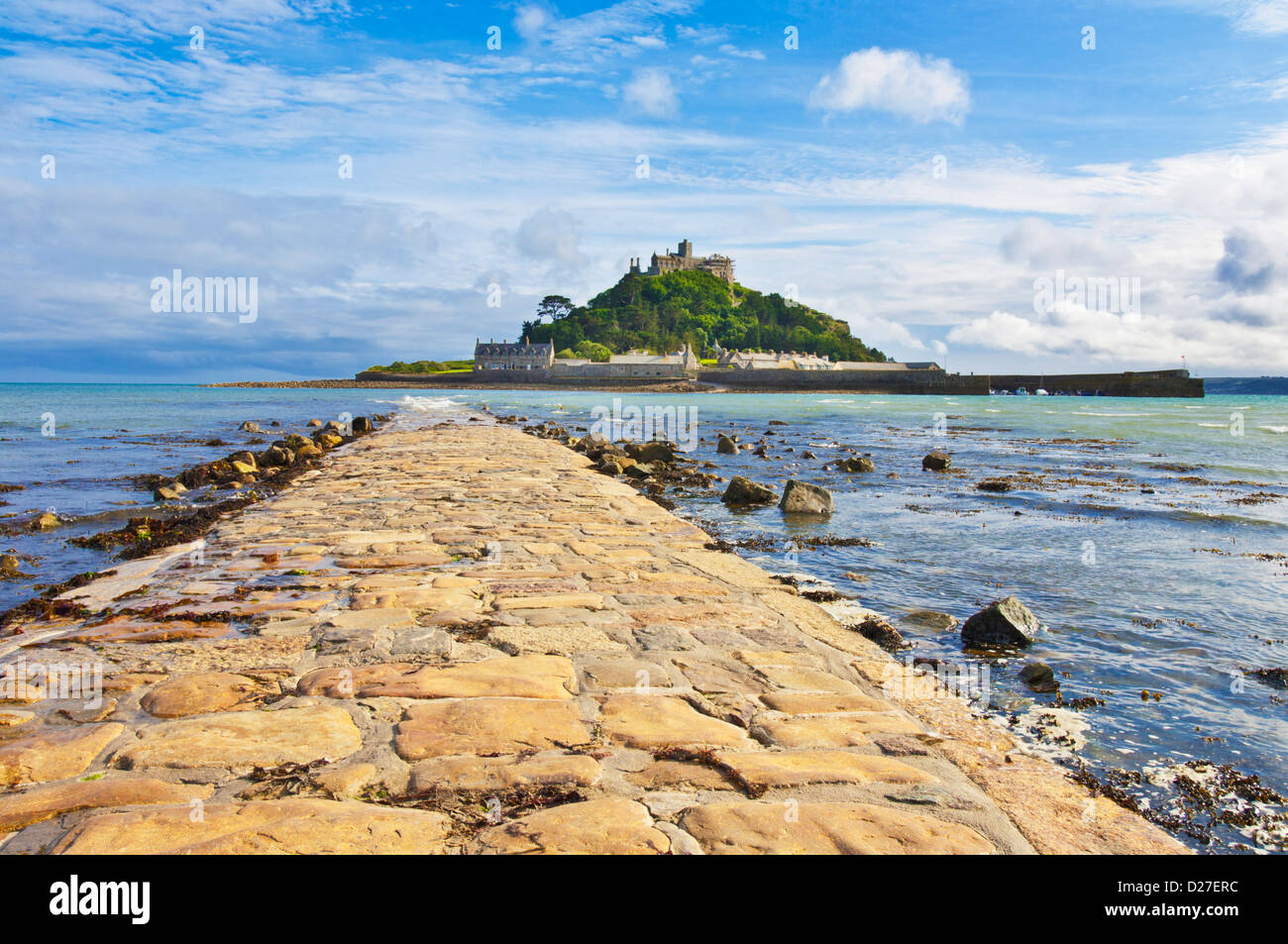 St Michaels Mount island off the cornish coast at Marazion Cornwall ...