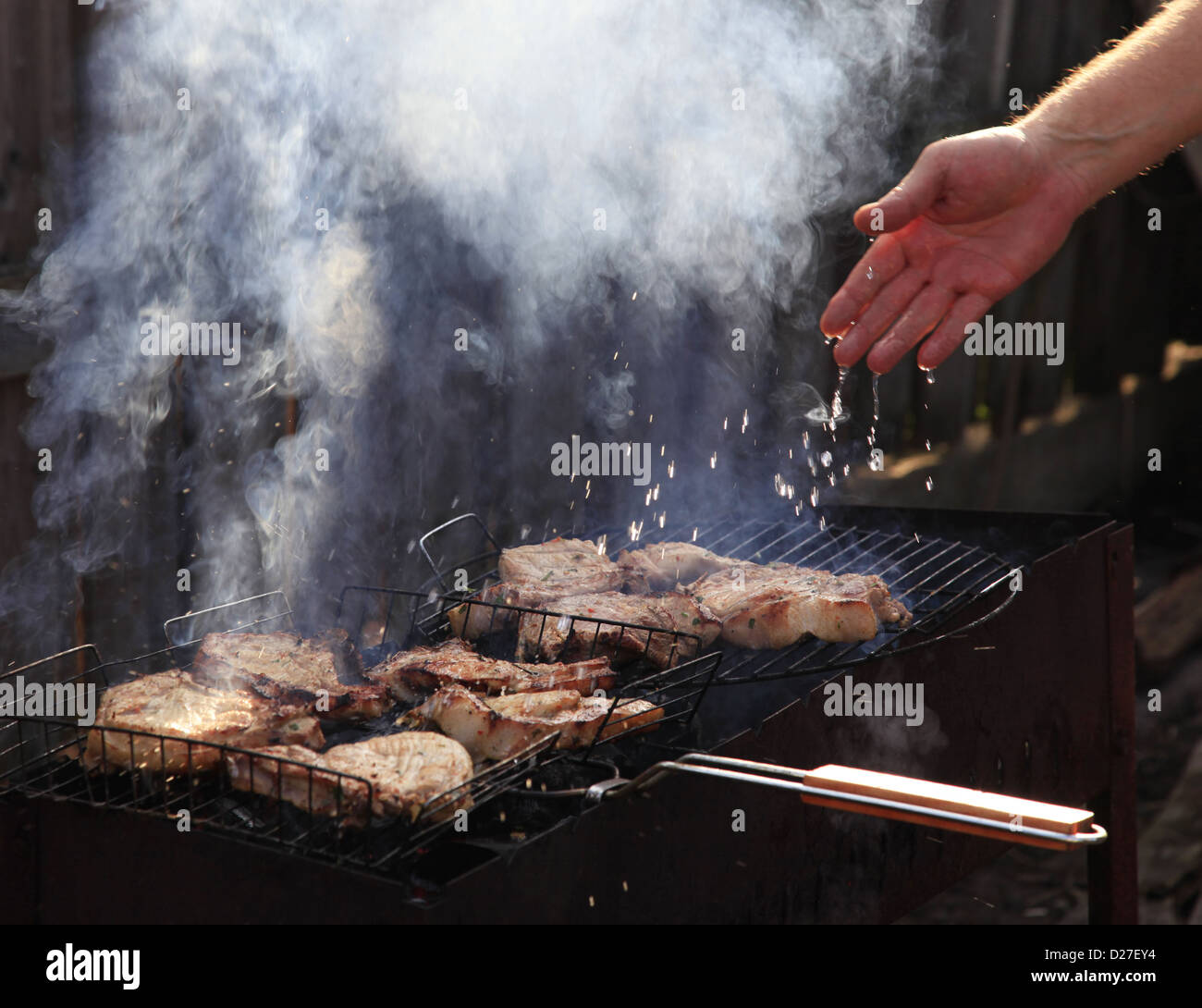 The image of fried meat on a plate Stock Photo - Alamy