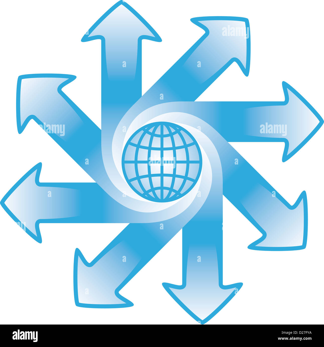 eight arrows for travel information Stock Photo - Alamy