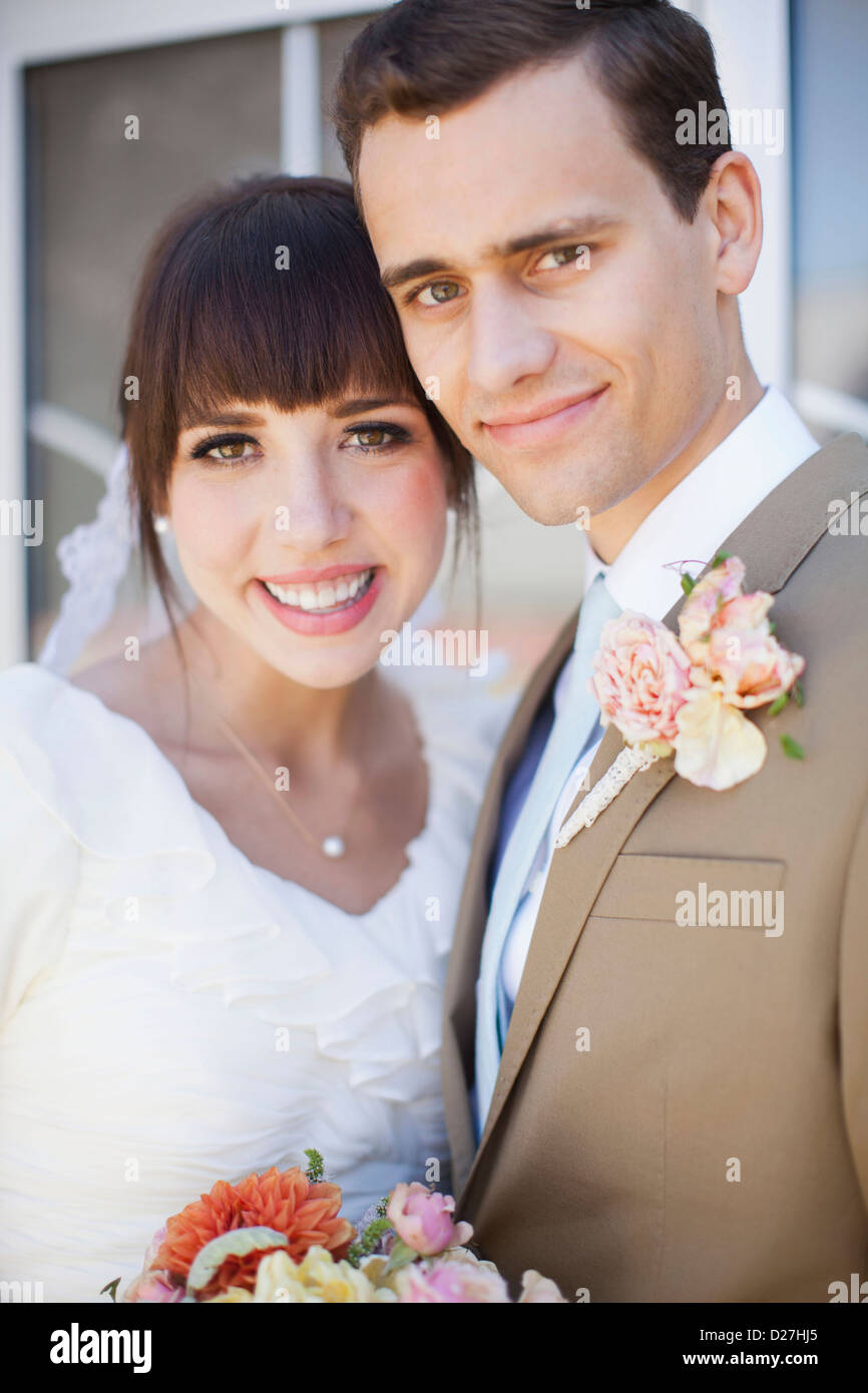 USA, California, San Francisco, Portrait of young bride and groom Stock ...