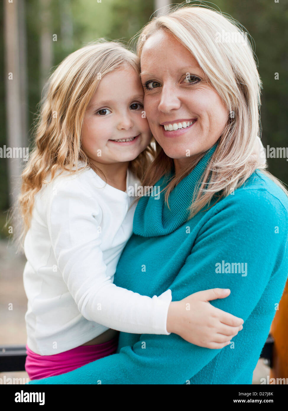 USA, Utah, Salt Lake City, Portrait of happy mother and daughter (4-5 ...
