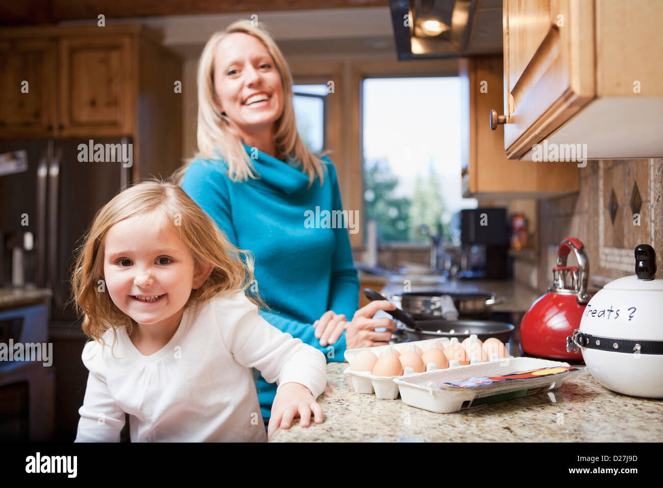 USA, Utah, Salt Lake City, Portrait of happy mother and daughter (4-5 ...