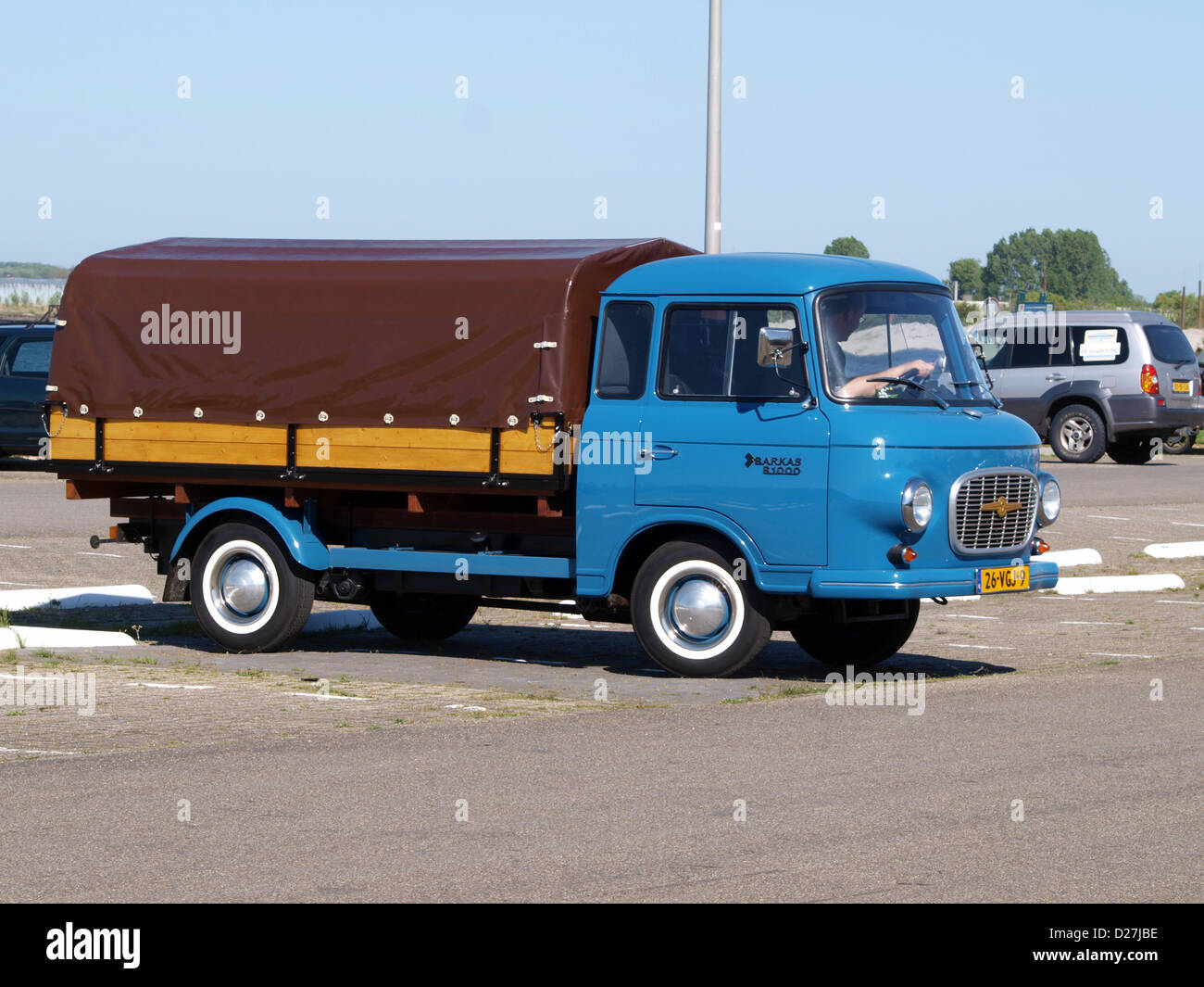 The 1981 Barkas B1000, showcased at an antique car exhibition, is a ...