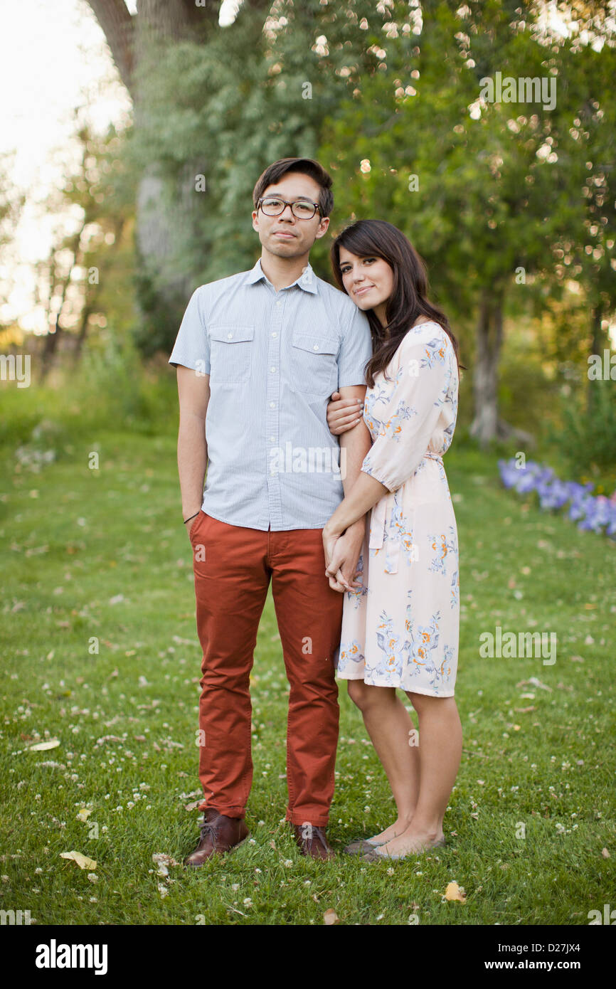 USA, Utah, Salt Lake City, Portrait of couple in park Stock Photo - Alamy