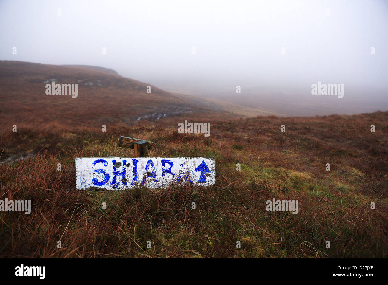 Route sign to Shiaba on the Isle of Mull A deserted village cleared by ...
